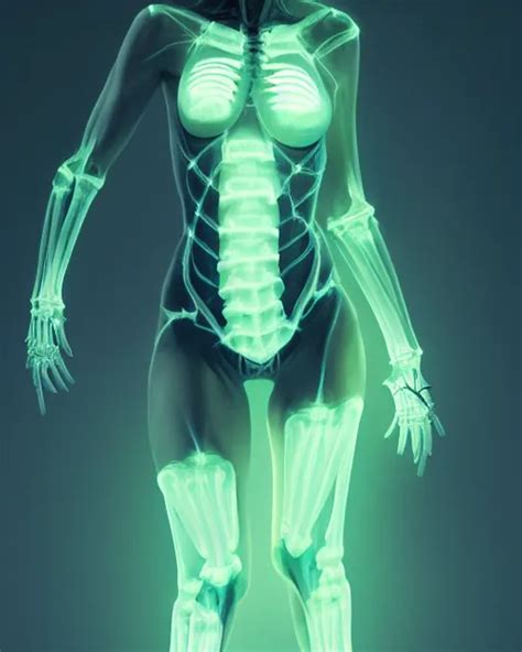 Female Posing Sensual Figure X Ray Skeletal Stable Diffusion