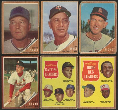 Lot Of 6 1962 Topps Baseball Cards With 12 Harry Craft 52 Nl