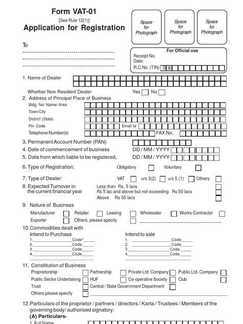 Value Added Tax Vat Form For Registration Government Information