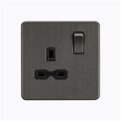 Screwless A G DP Switched Socket Smoked Bronze Evolution Electronics Electrical Ltd