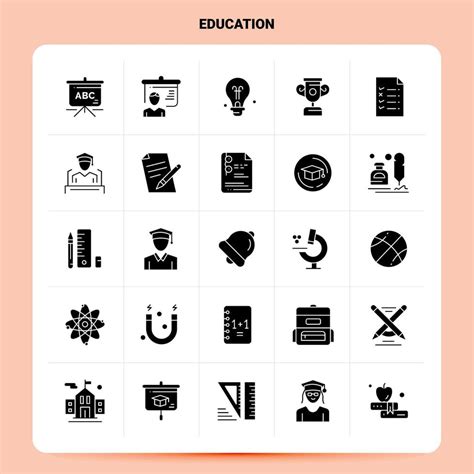 Solid 25 Education Icon Set Vector Glyph Style Design Black Icons Set