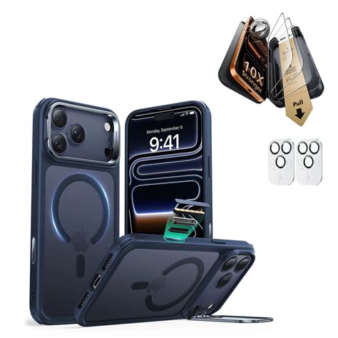 Blue Iphone 17 Pro Max Hybrid Phone Case And Corning Glass Protector Esr