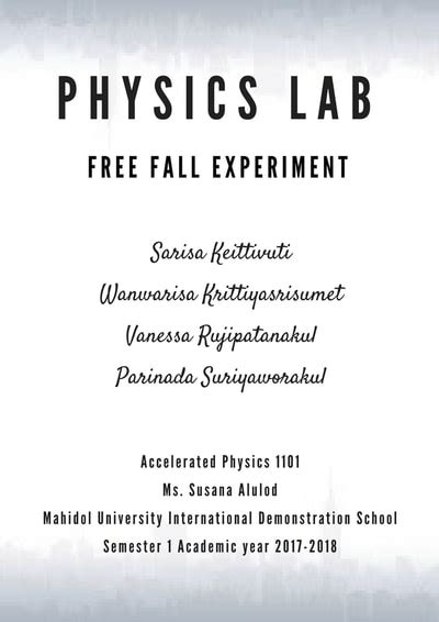 Free Fall EXperiment Lab VAN S E PORTFOLIO