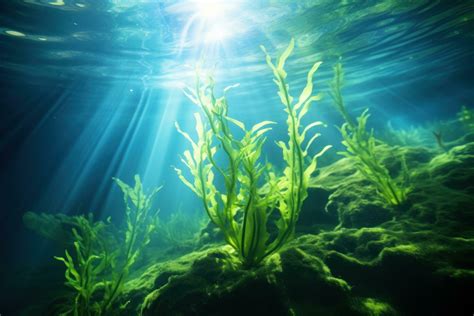Kelp Growling In The Ocean Under The Sunlight Or On The Surface Of The