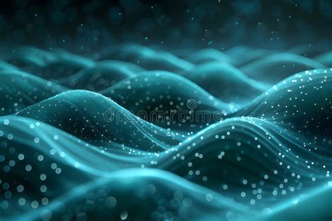 Futuristic Abstract Waves With Glowing Particles For Digital Design Generative Ai Stock
