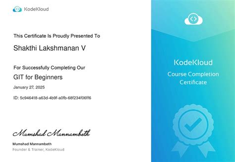 Shakthi Lakshmanan V On Linkedin Git Versioncontrol Kodekloud