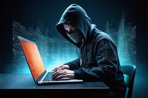 A Hacker Typing On A Laptop With A Code Background In A Style Of Double Exposure Photography