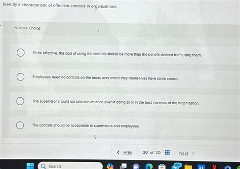 solved identify a characteristic of effective controls in