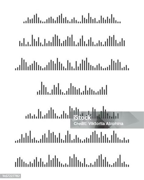 음파 아이콘의 집합입니다 신호 주파수 신호 펄스 픽토그램 음성 메시지 기호 오디오 플레이어 그래픽 요소 온라인 메신저 라디오 팟 캐스트 모바일 앱 인터페이스 Brand