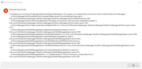 C Xamarinios Unhandled Error Launching Soft Debuggersystemnotsupportedexception Stack