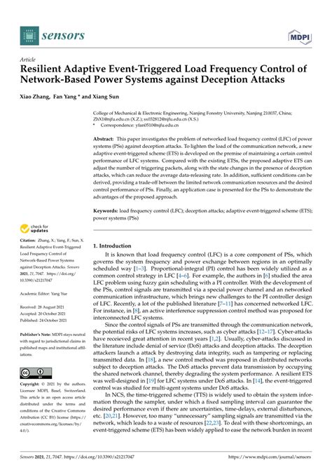 Pdf Resilient Adaptive Event Triggered Load Frequency Control Of
