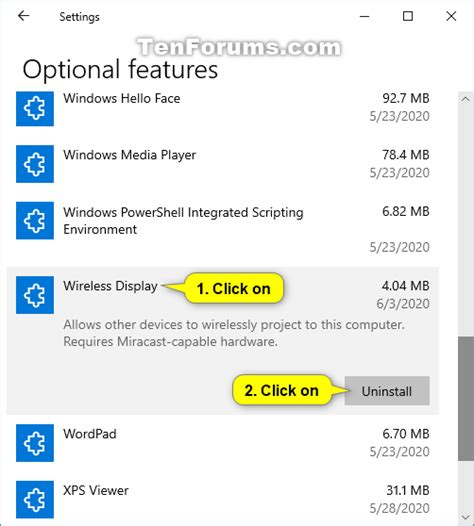 Install Or Uninstall Connect Wireless Display Feature In Windows Tutorials