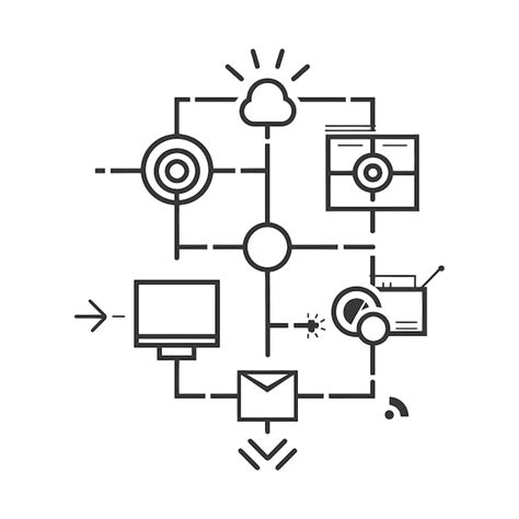 Cloudbased Data Flow With Various Components And Connections Premium Ai Generated Vector
