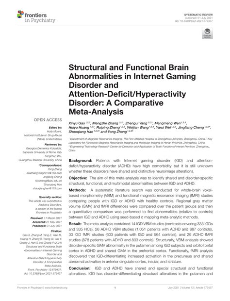 Pdf Structural And Functional Brain Abnormalities In Internet Gaming Disorder And Attention