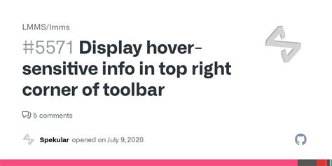 Display Hover Sensitive Info In Top Right Corner Of Toolbar · Issue