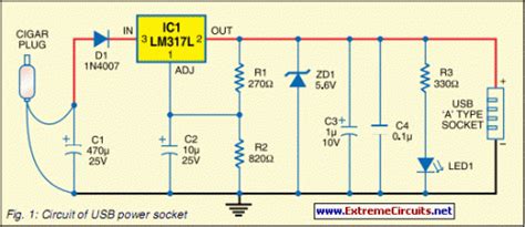 How To Build Usb Power Socket With Indicator Circuit Diagram