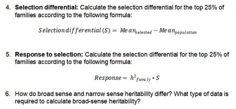 Solved 4 Selection Differential Calculate The Selection