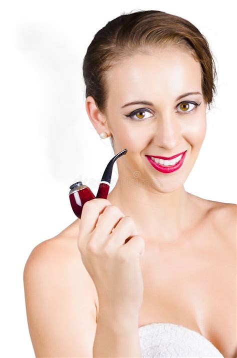 Woman Problem Solving With Pipe Stock Image Image Of Thinking