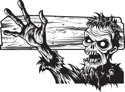 Premium Vector Grisly Guiding Zombie Hand Signboard Logo Design