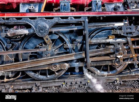 Detail Photograph Of The Drive Wheels On Steam Locomotive 48624 Lms 8f Class 2 8 0 Preserved At