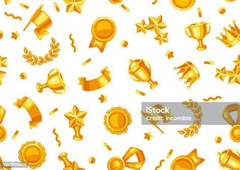 수상 및 트로피 원활한 패턴 보상 아이템 스포츠 또는 기업 대회 경기 스포츠에 대한 스톡 벡터 아트 및 기타 이미지 경기 스포츠 금속 기 Istock