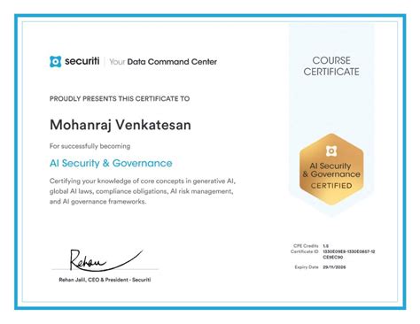 Mohanraj Venkatesan On Linkedin Ai Governance Certification