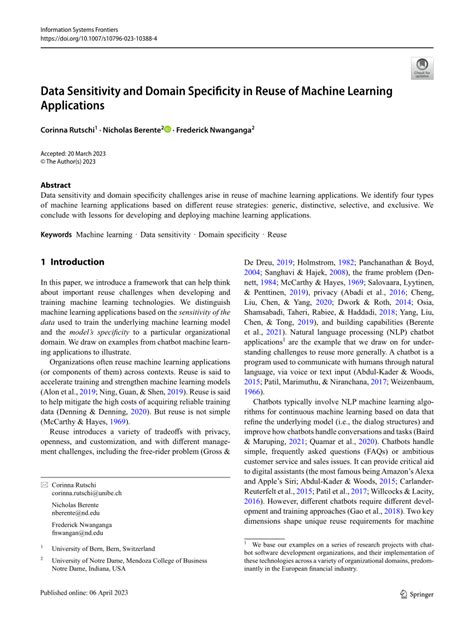 Pdf Data Sensitivity And Domain Specificity In Reuse Of Machine