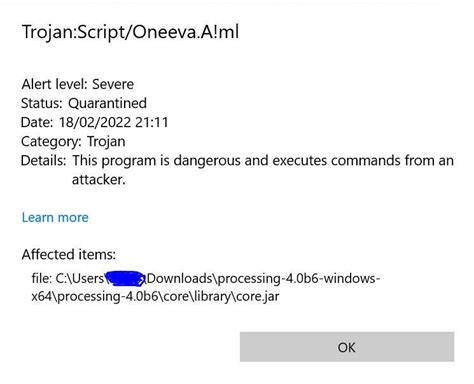Windows Defender Finding Trojan In Processing Software Folder And Now I Cant Open The Program