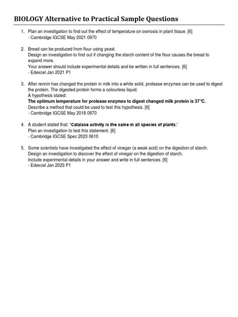 Biology Alternative To Practical Sample Questions Pdf