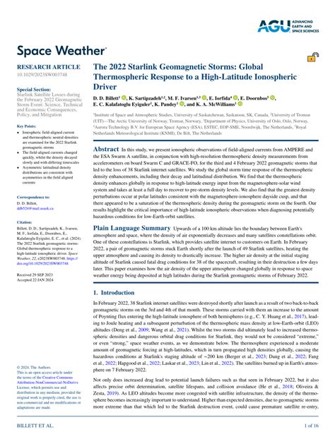 Pdf The 2022 Starlink Geomagnetic Storms Global Thermospheric Response To A High‐latitude