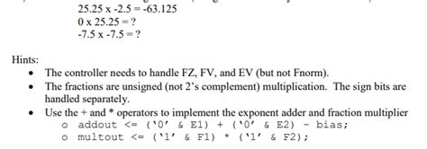 Solved Design A Floating Point Multiplier Which Uses The Chegg