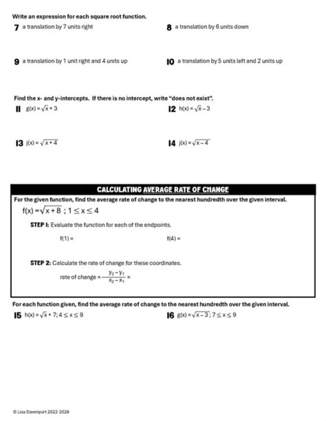 Square Root Functions Editable Binder Notes For Algebra 1 By Lisa