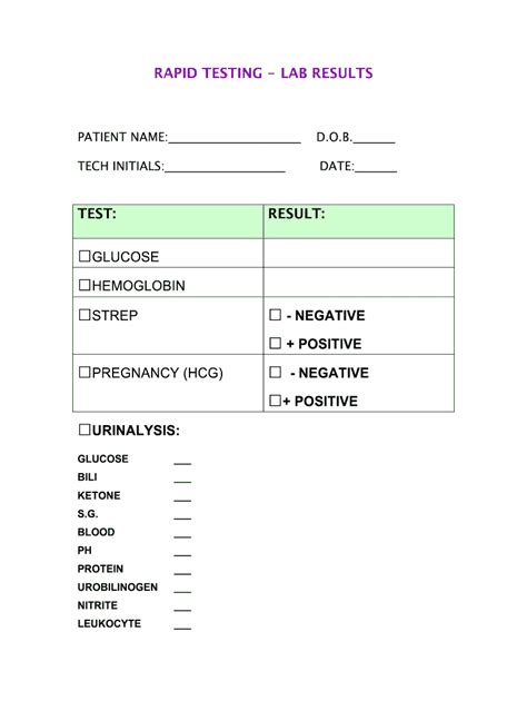 Lab Results Form Template At Scarlett Madgwick Blog