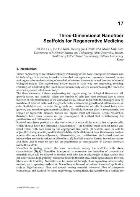 Pdf Three Dimensional Nanofiber Scaffolds For Regenerative Scaffold Must Have Particularly