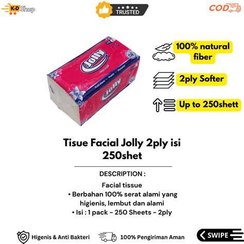 Jual Tisue Facial Jolly 2ply Isi 250shet Tisue Super Lembut Tisu
