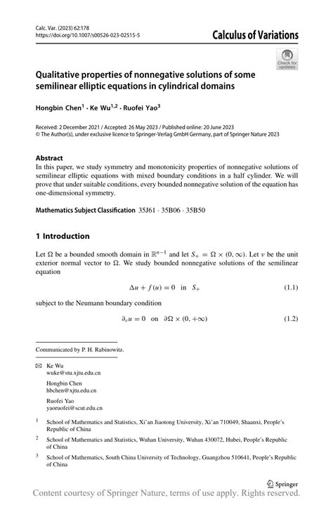 Qualitative Properties Of Nonnegative Solutions Of Some Semilinear Elliptic Equations In