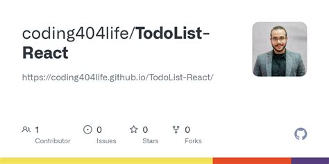 GitHub Coding404life TodoList React Https Coding404life Github Io TodoList React
