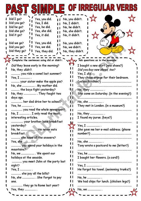PAST SIMPLE OF IRREGULAR VERBS 2 QUESTIONS AND SHORT ANSWERS ESL Worksheet By Kamilam