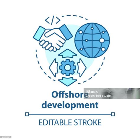 해양 개발 개념 아이콘입니다 세계 각국에서 프리랜서를 모집 국제 It 비즈니스 기업 아이디어 얇은 라인 일러스트 벡터 절연 윤곽선 도면 편집 가능한 스트로크 0명에 대한