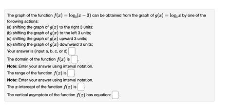 solved the graph of the function f x log2 x 3 can be