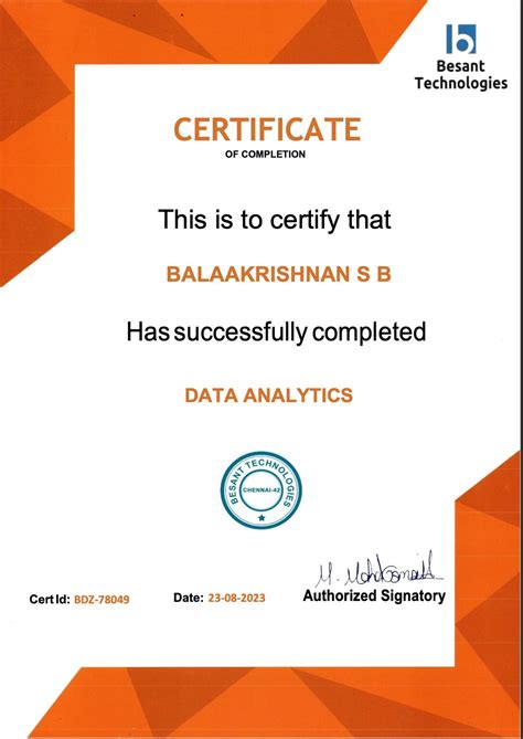 Balaakrishnan Baskar On Linkedin Dataanalytics Certified