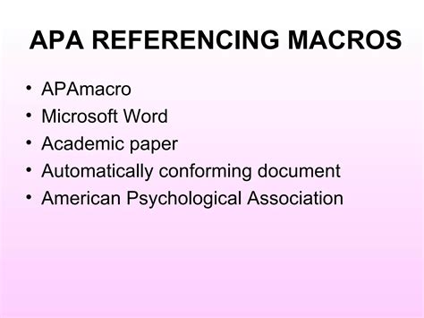 Apa Referencing Macros By Faiza Africa Ppt