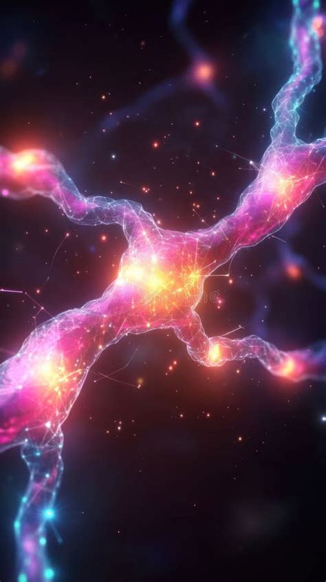 A Vibrant Depiction Of A Neuron Showcasing Synaptic Connections And