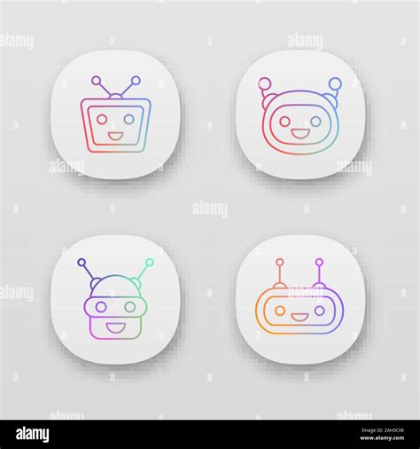 Chatbot App Icons Set Uiux User Interface Talkbots Laughing Virtual