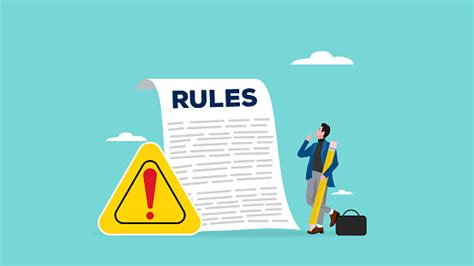 작업 규칙 및 규정 회사 표준 운영 절차 직원 지침에 대한 회사 정책 스마트 사업가가 작업 규칙 및 규정 문서 개념 그림 작성을 완료합니다 가까이 옴에 대한 스톡 벡터 아트