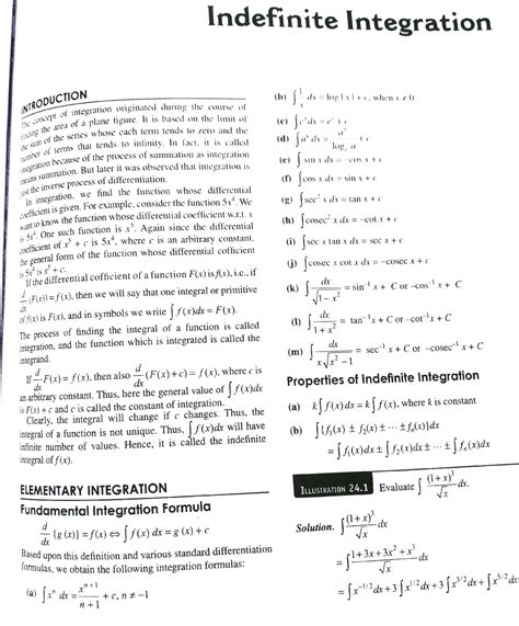 Solution Indefinite Integration With Basics And Solved Illustrations For Mains And Advance Sri