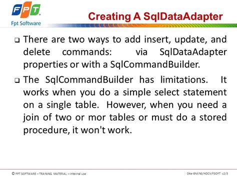 FPT SOFTWARE TRAINING MATERIAL Internal Use 04e BM NS HDCV FSOFT