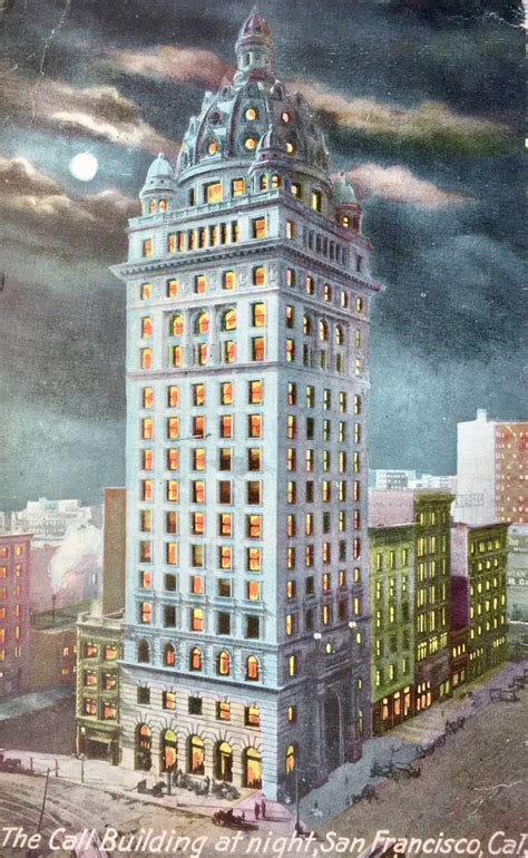 Night Scene Postcards Call Bldg San Francisco By Yesterdays Paper On