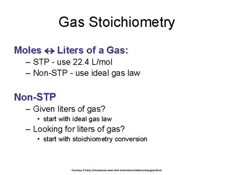 Gas Stoichiometry Moles Liters Of A Gas Stp