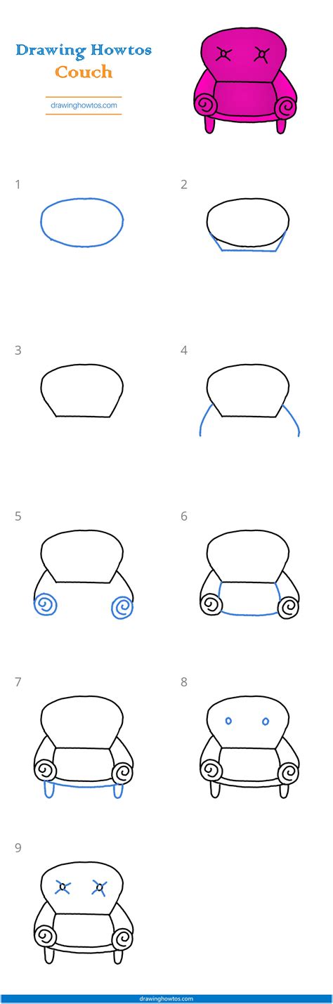 How To Draw A Single Seater Sofa Step By Step Easy Drawing Guides Drawing Howtos